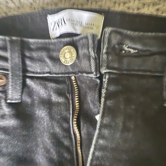Zara | Jeans | Zara Black Jeans With Tan Patch | Poshmark